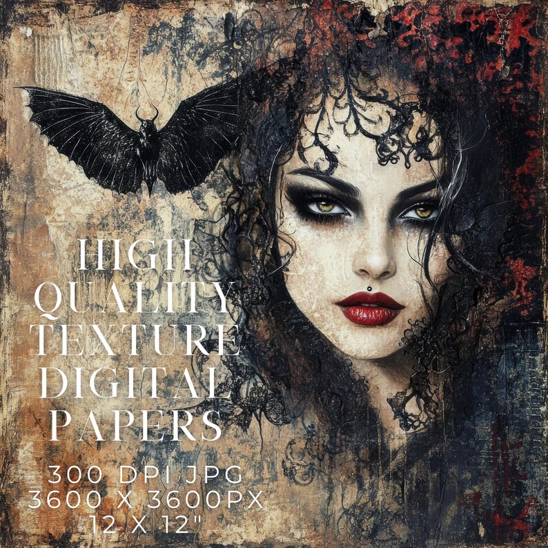 Gothic Muse Backgrounds Digital Paper Pack 8 High Resolution 300DPI ...