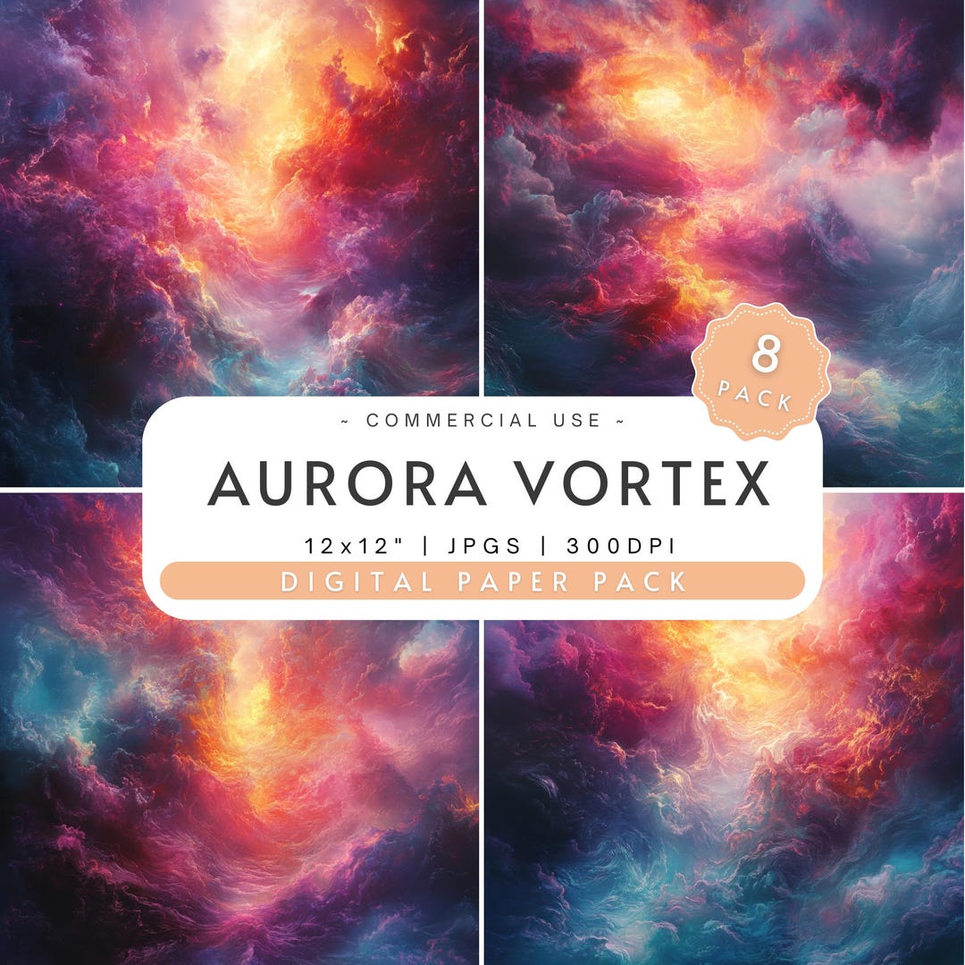 Aurora Vortex Digital Paper Pack: Celestial Galaxy Textures (digital ...