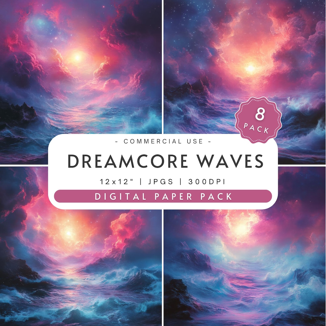 Dreamcore Waves Ocean Fantasy Cosmic Texture Backgrounds 8 Digital ...