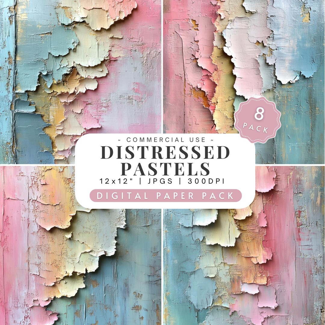 Distressed Pastels Paint Texture Backgrounds Digital Paper Pack 8 High ...