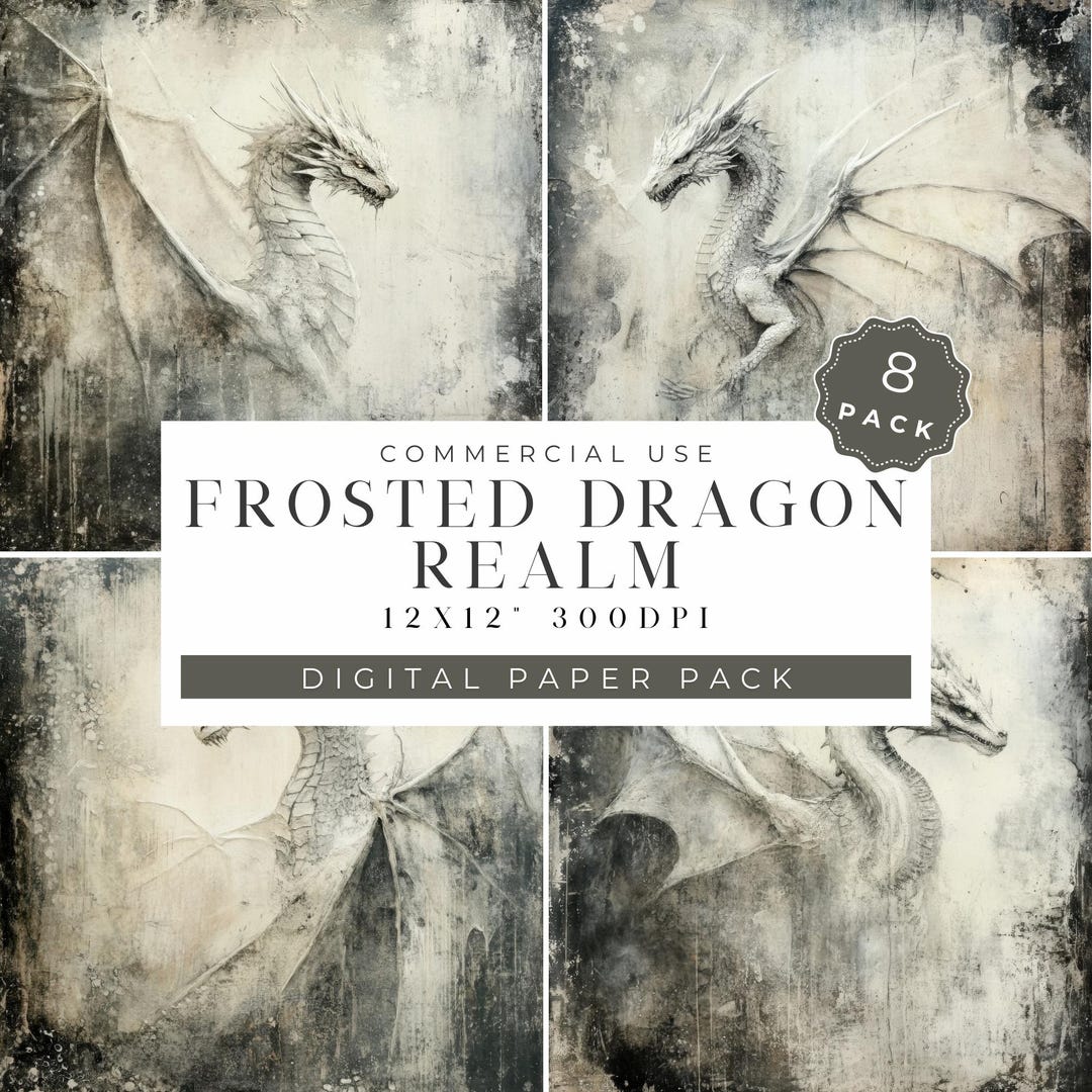 Frosted Dragon Realm Backgrounds Digital Paper Pack 8 High Resolution ...