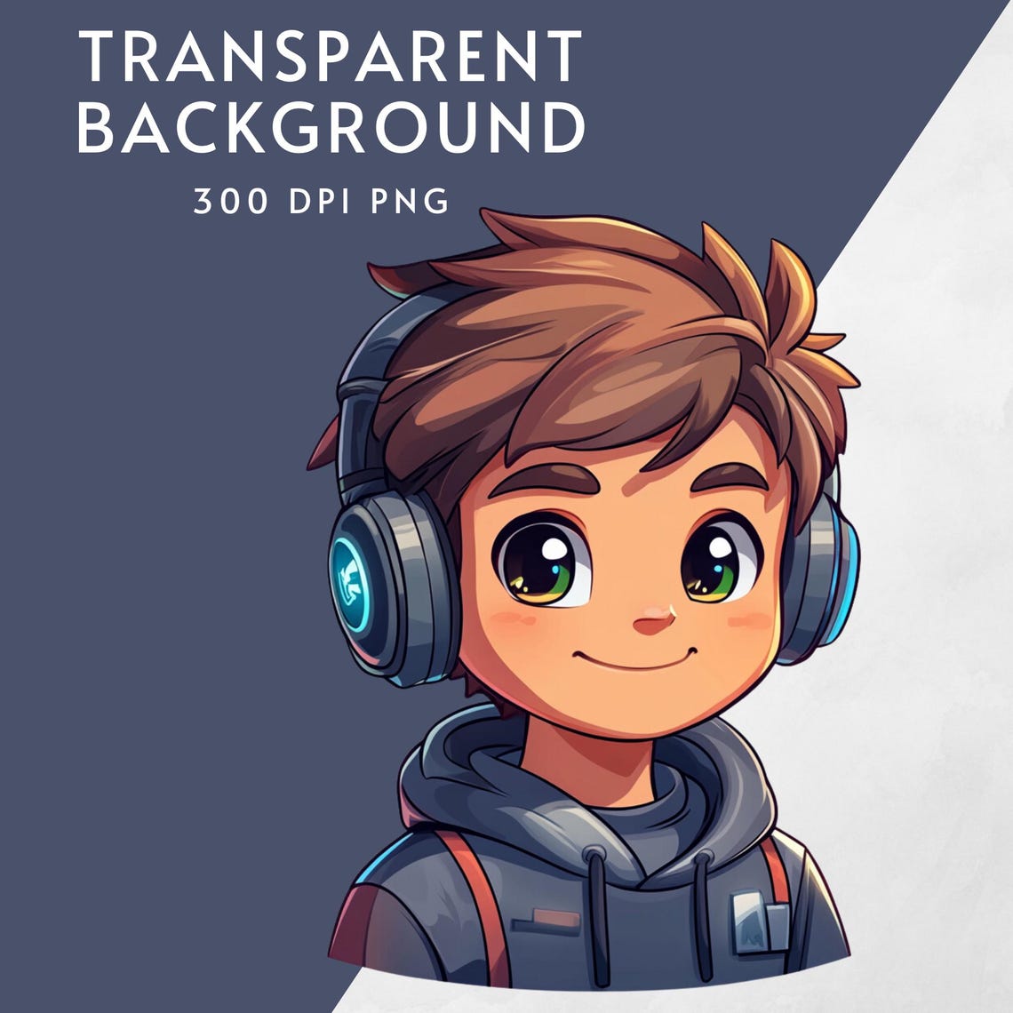 Gamer Buddy Icon Profile Picture Boy Chibi Style Avatar Single Clip Art ...