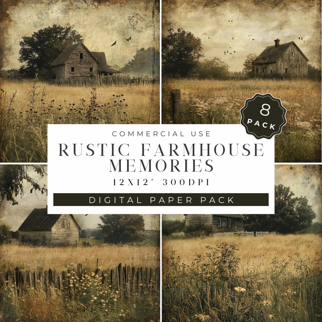 Rustic Farmhouse Digital Paper Pack: Vintage Barn Backgrounds (digital ...