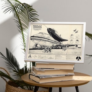 Vintage Boeing 747 Schematic, 1970s Engineering Style Vintage Art of ...