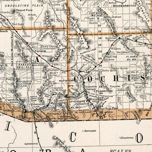 Old Arizona State Map, 1893 Vintage Antique Style Map of Arizona, US ...