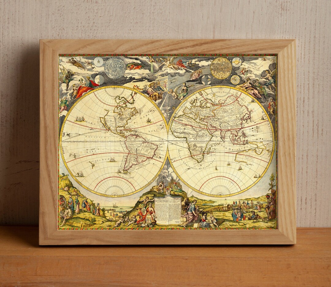 Mapa del Viejo Mundo, Mapa del mundo de estilo antiguo vintage de 1700 ...