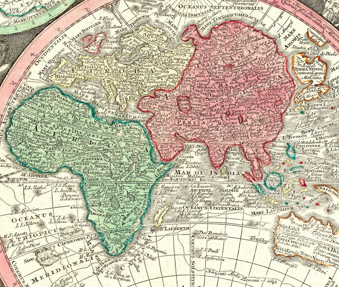 Old World Map, 1730s, Vintage Antique Style Map of the World, by ...