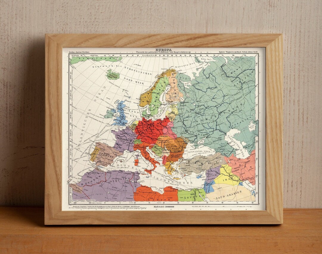 Old World War II Europe Map, 1944 Antique Style Vintage Map of Europe ...