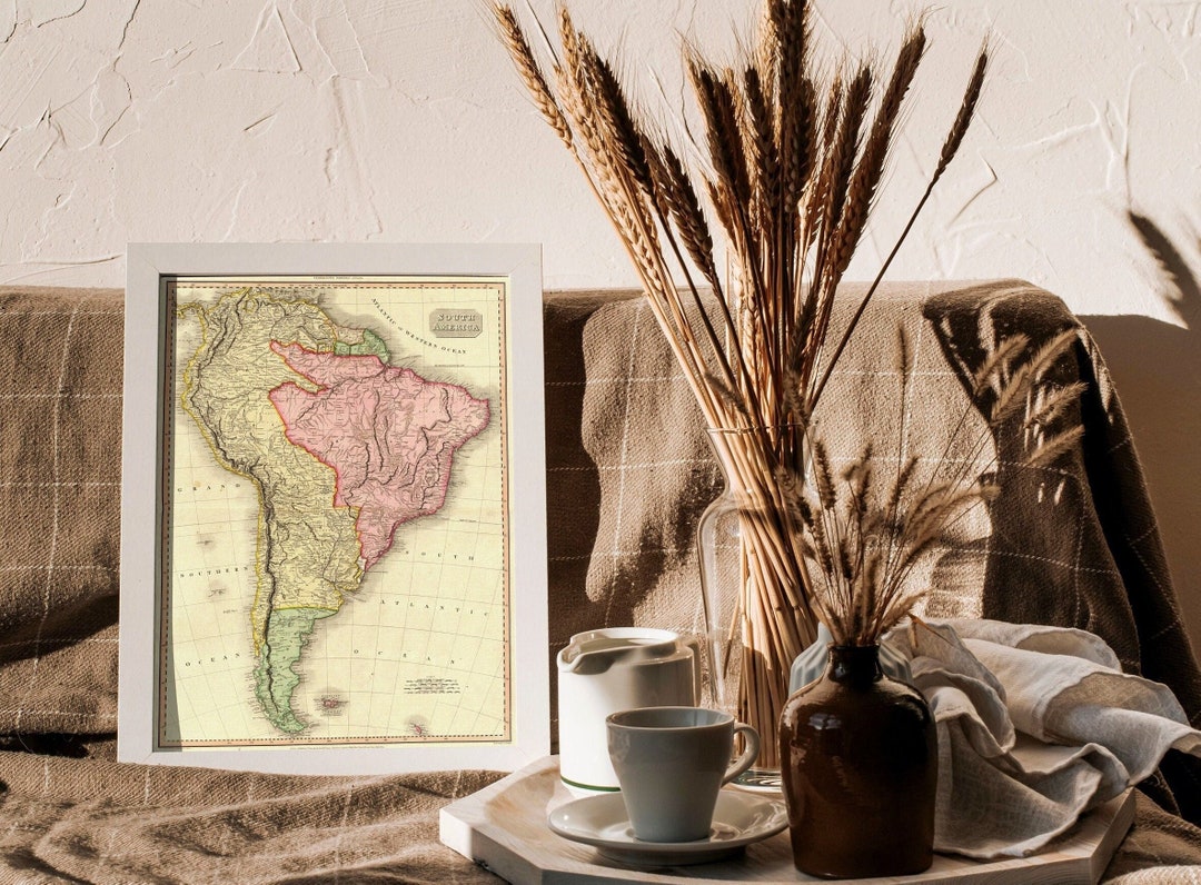 Old South America Map, 1811 Vintage Antique Style Map of America, by ...