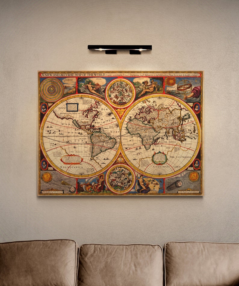 Old World Map, 1651 Vintage Antique Style Map of the World, by John ...