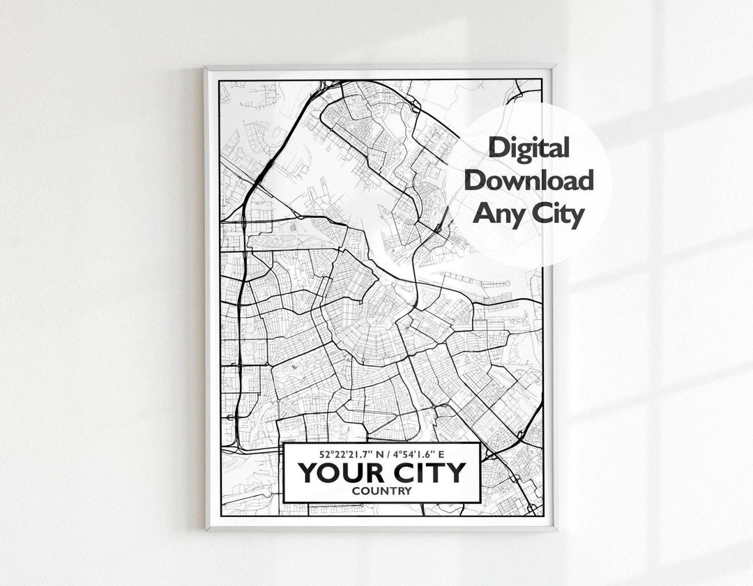 Custom Personalized Map, Digital Download Custom City Map, Custom ...