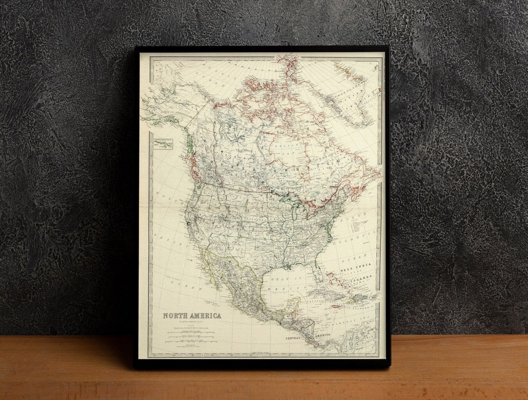 Old America Map, 1879 Vintage Antique Style Map of North America, by ...