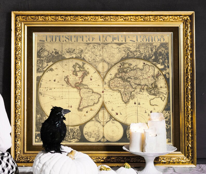 Old World Map, 1695 Vintage Antique Style Map of the World, by ...