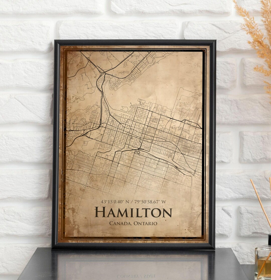 Hamilton Vintage Map Print, Hamilton Map, Hamilton Antique Style Map ...