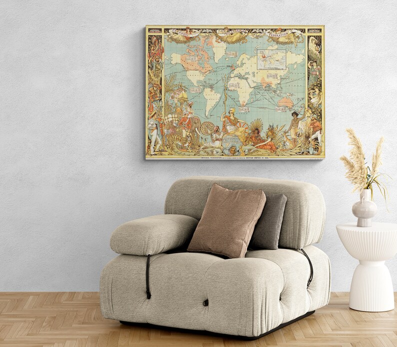 Old British Empire Map, 1886 Vintage Antique Style Map of the World ...