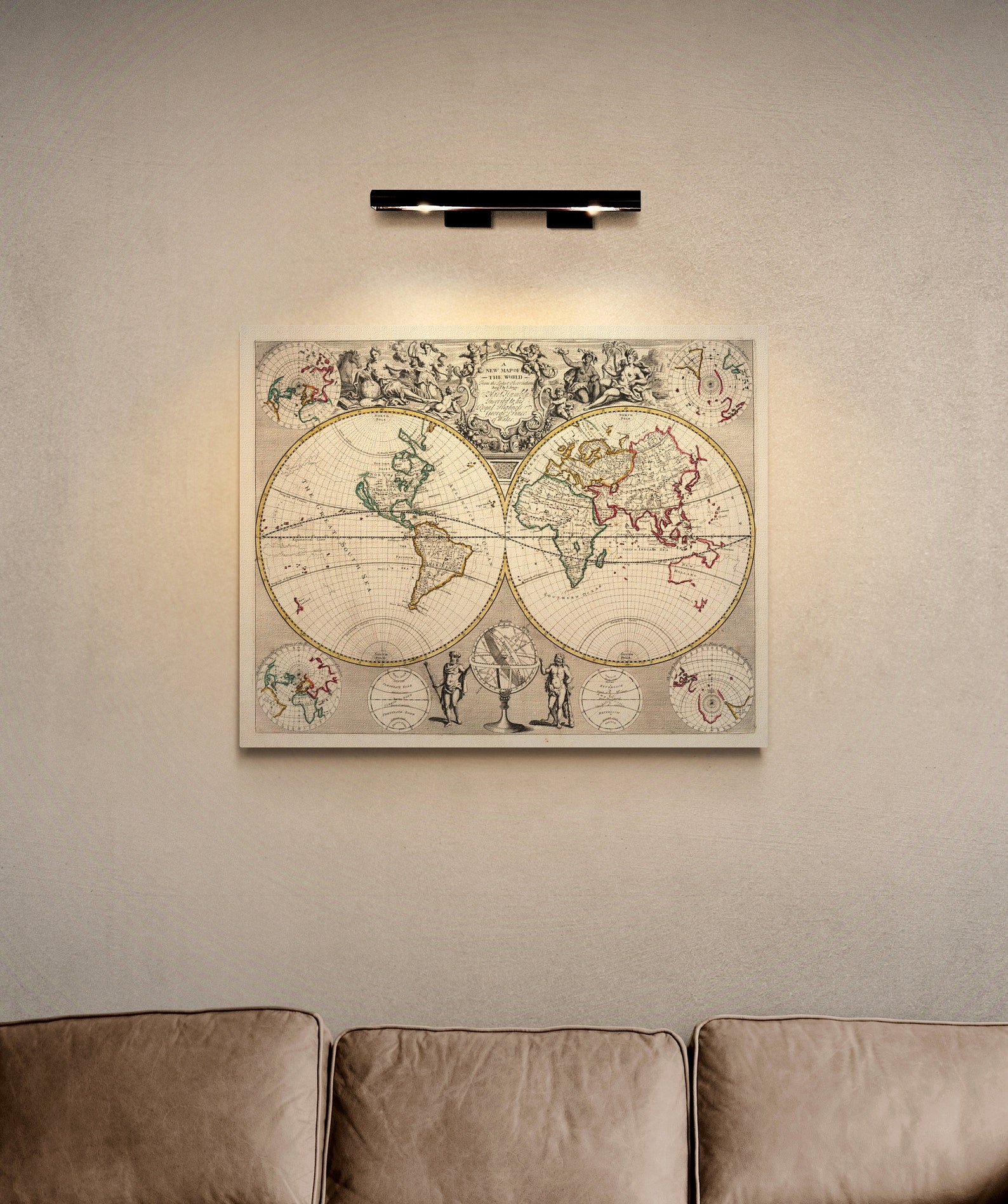 Old World Map, 1721 Vintage Antique Style Map of the World, by John ...