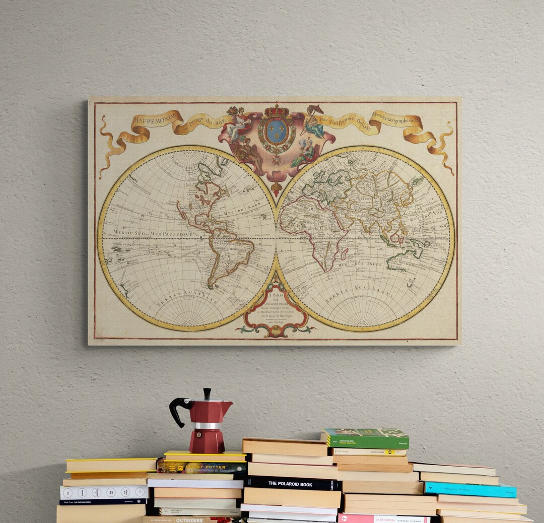 Old World Map, Vintage 1720 Map of the World, Gift for Him, Gift for ...