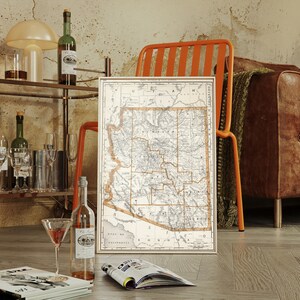 Old Arizona State Map, 1893 Vintage Antique Style Map of Arizona, US ...