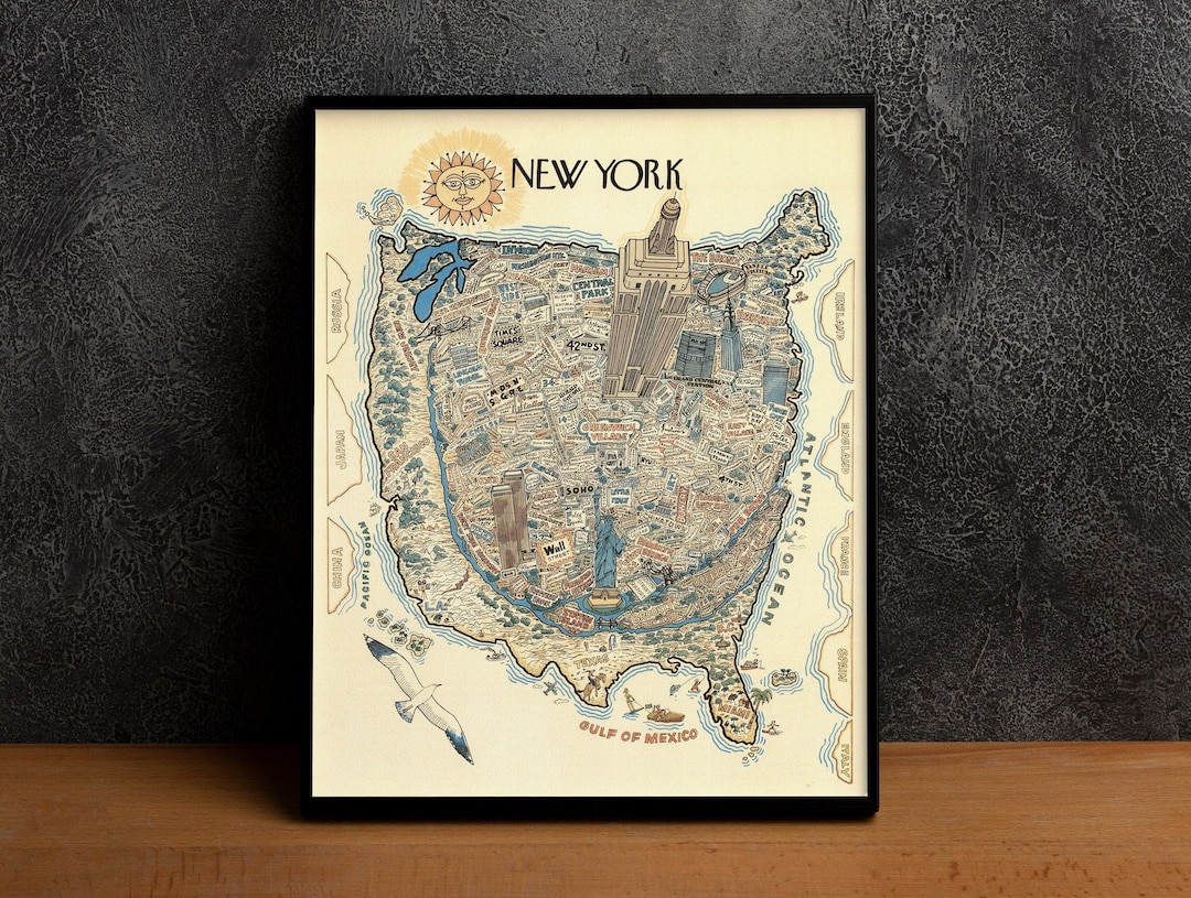 Old New York Map, 1970 Antique Style Vintage Map of New York, Rare ...