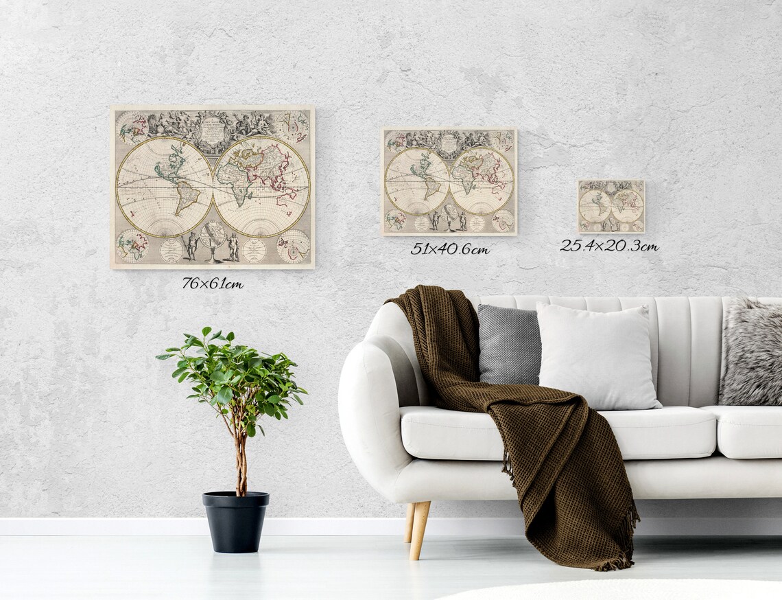 Old World Map, 1721 Vintage Antique Style Map of the World, by John ...