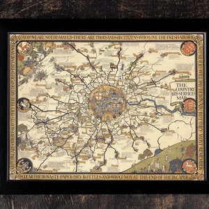 Old London Bus Map, 1928 Antique Style Vintage Map of London and Its ...