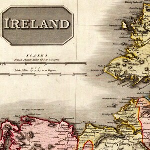 Old Ireland Map, 1813 Vintage Antique Style Map of Ireland, by ...