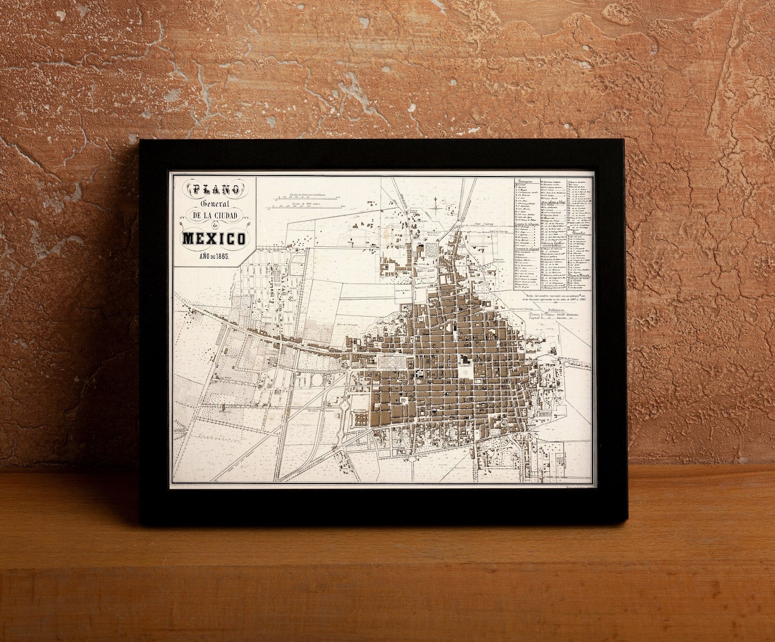 Old Mexico City Map, 1865 Vintage Antique Style Map of Mexico City ...