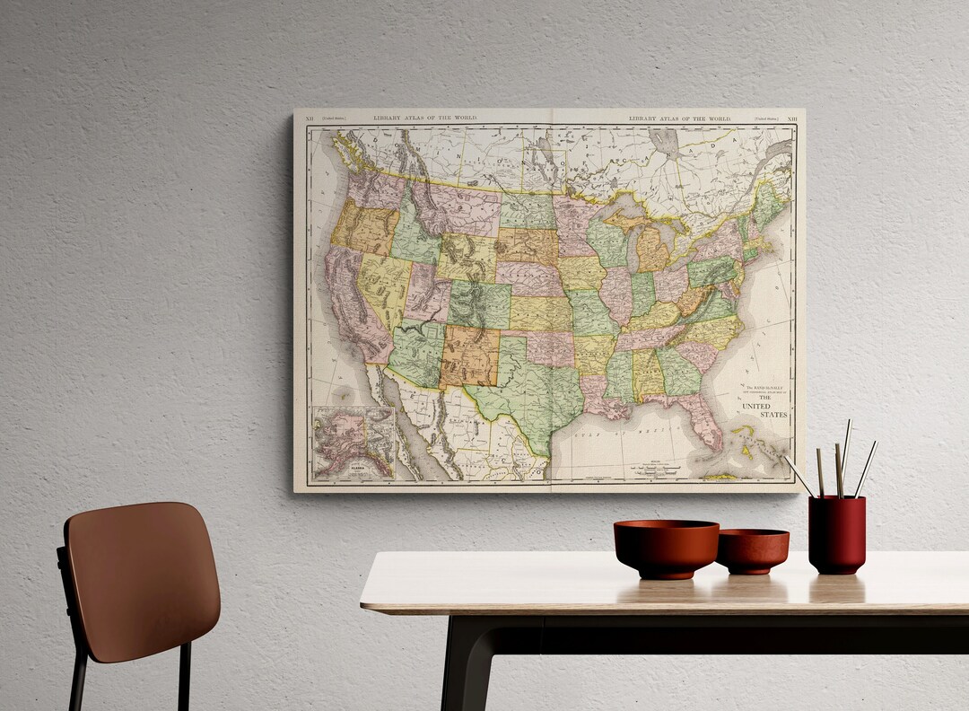 Old United States Map, 1895 Vintage Antique Style Map of America, by ...