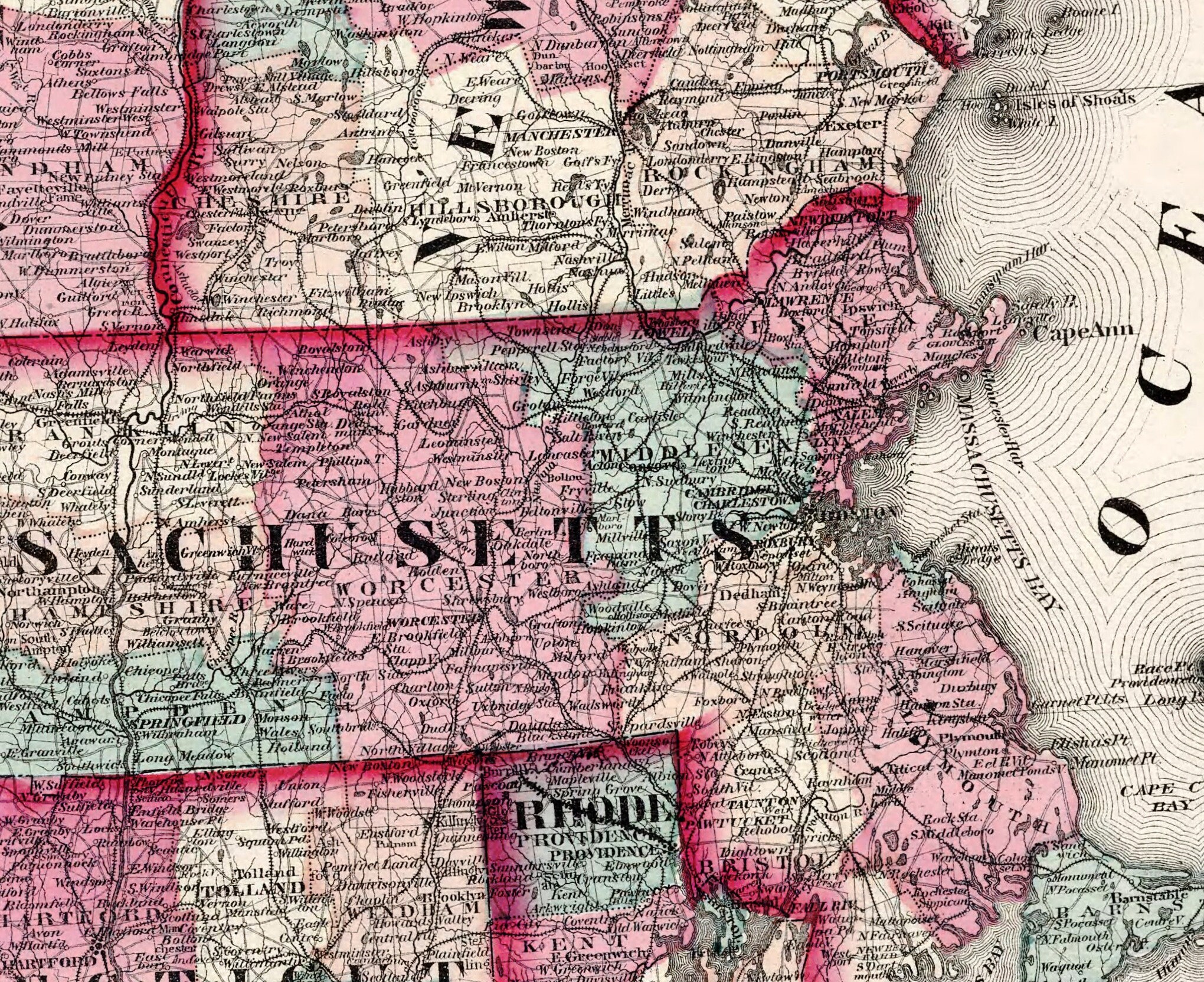 Old States Map, 1874 Vintage Antique Style Map of America, by Taintor ...
