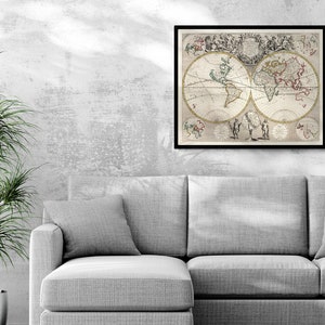 Old World Map, 1721 Vintage Antique Style Map of the World, by John ...