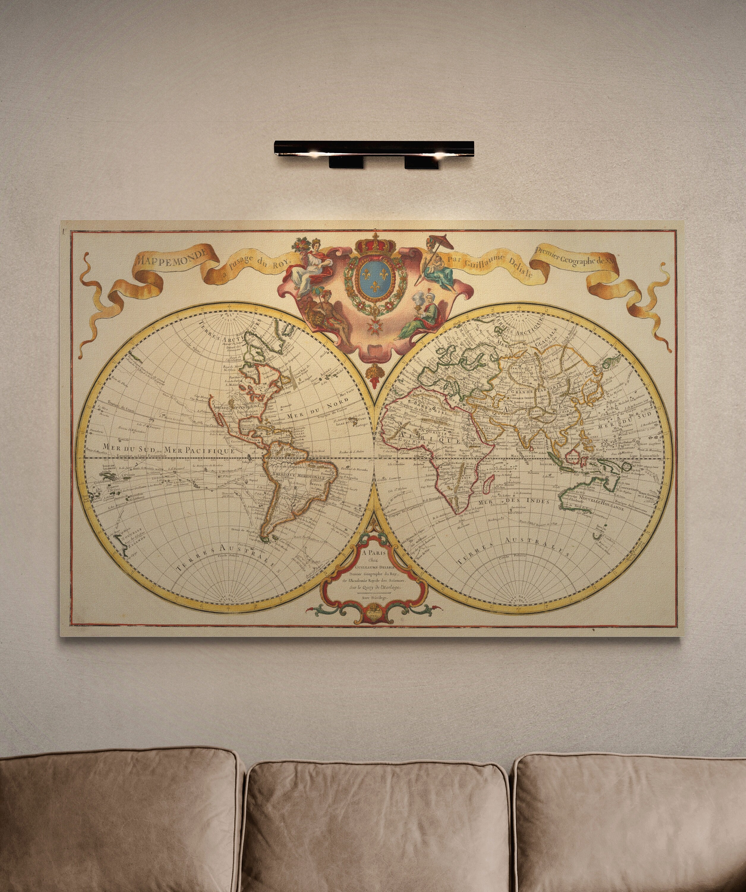 Old World Map, Vintage 1720 Map of the World, Gift for Him, Gift for ...