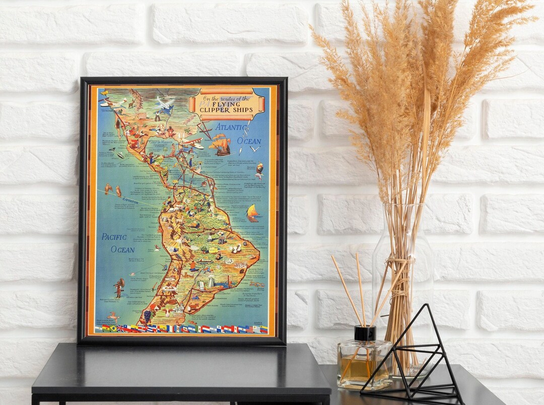 Old America Map, 1941 Antique Style Vintage Map of American Continent ...