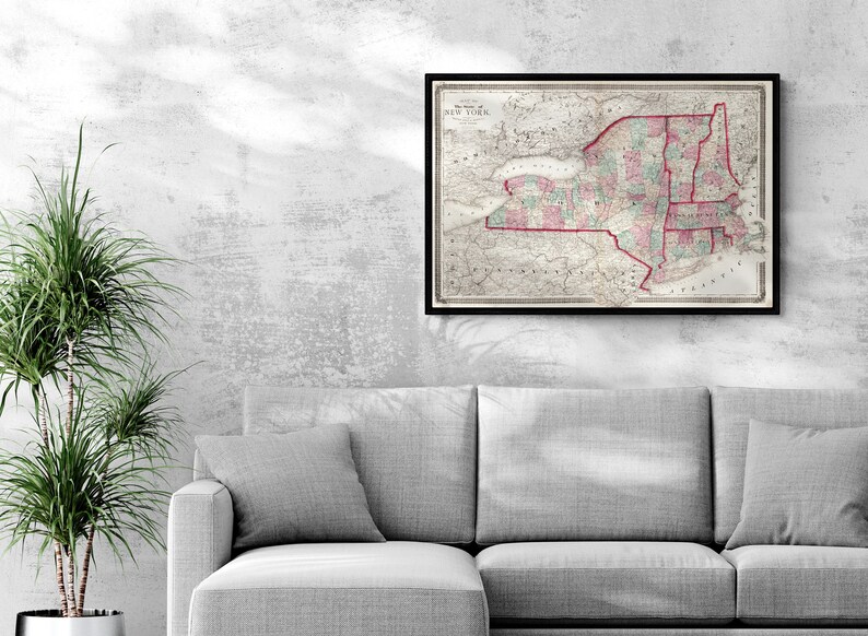 Old States Map, 1874 Vintage Antique Style Map of America, by Taintor ...