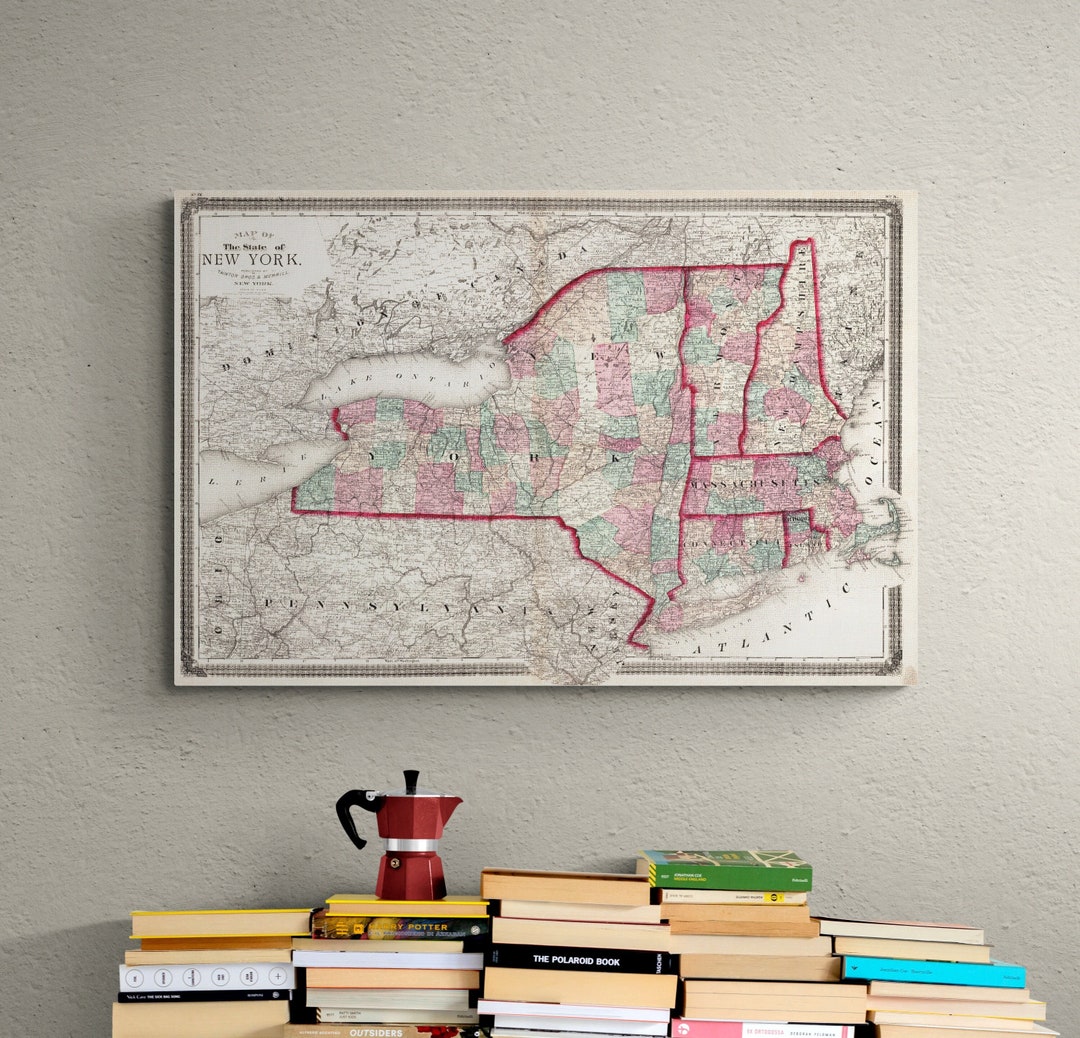 Old States Map, 1874 Vintage Antique Style Map of America, by Taintor ...