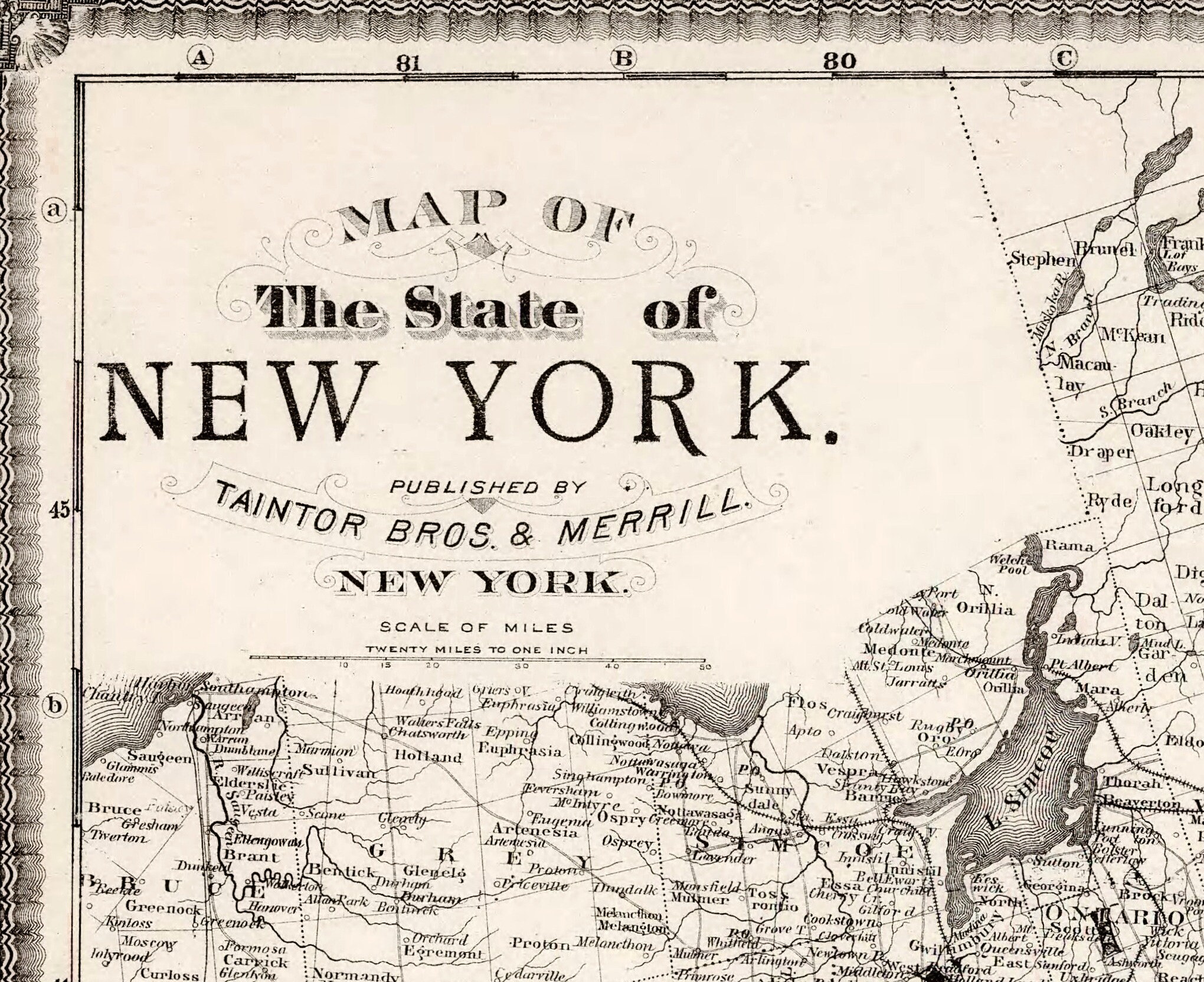 Old States Map, 1874 Vintage Antique Style Map of America, by Taintor ...
