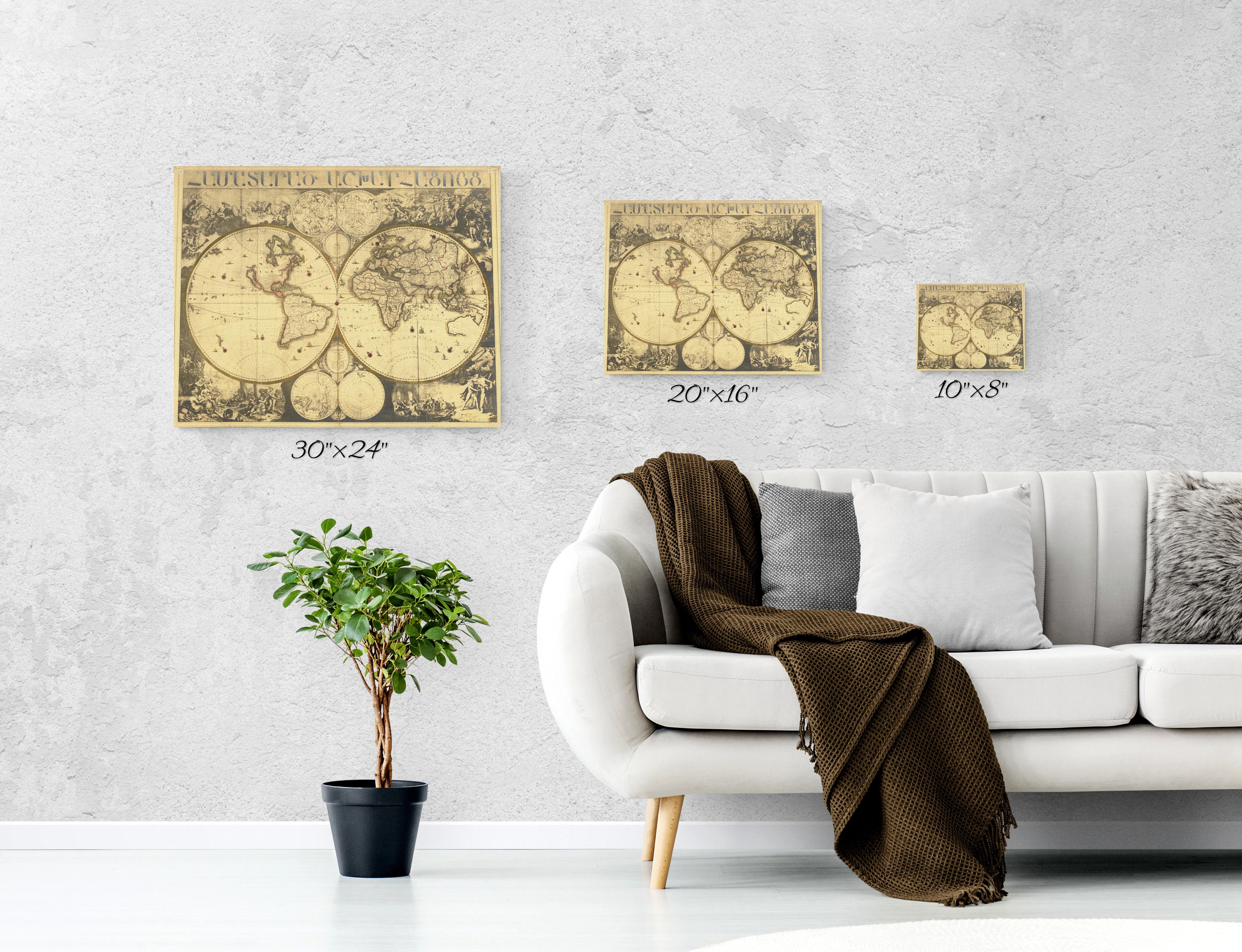 Old World Map, 1695 Vintage Antique Style Map of the World, by ...