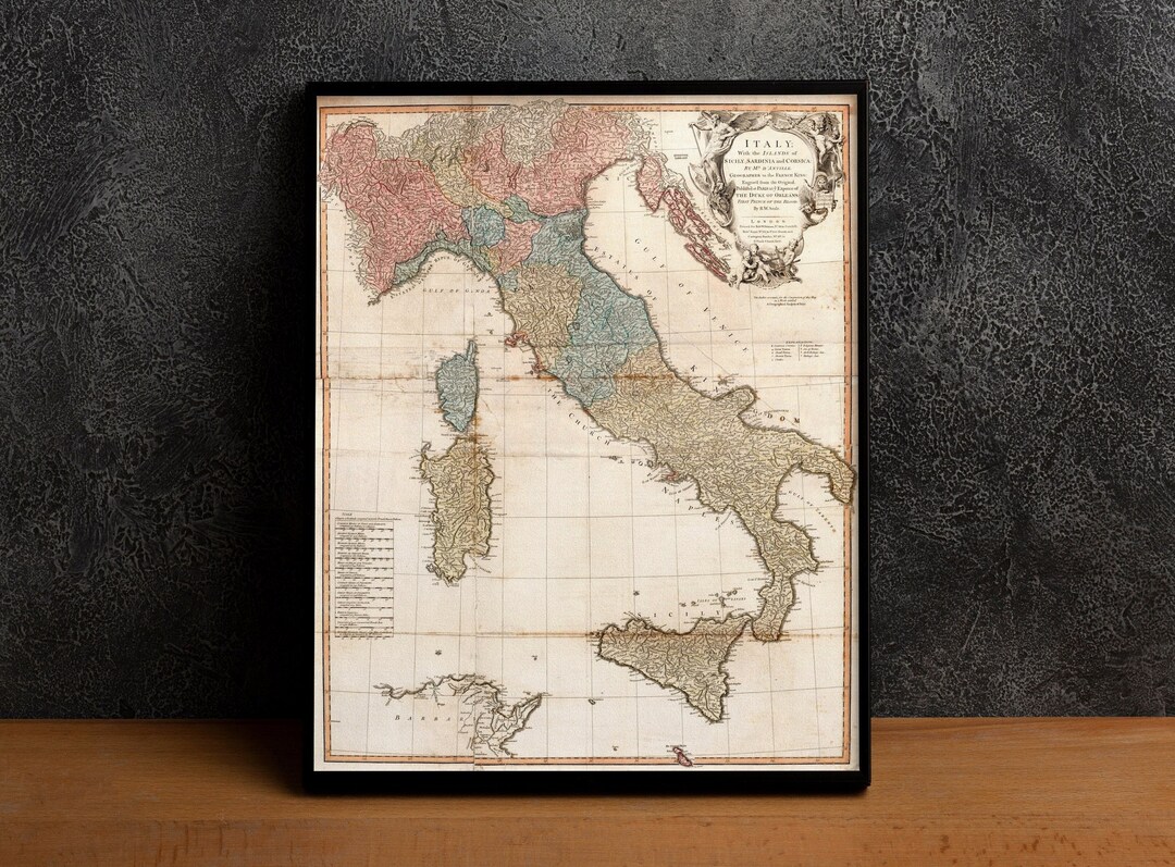 Old Italy Map Print, 1794 Vintage Antique Style Map of Italy, by D ...