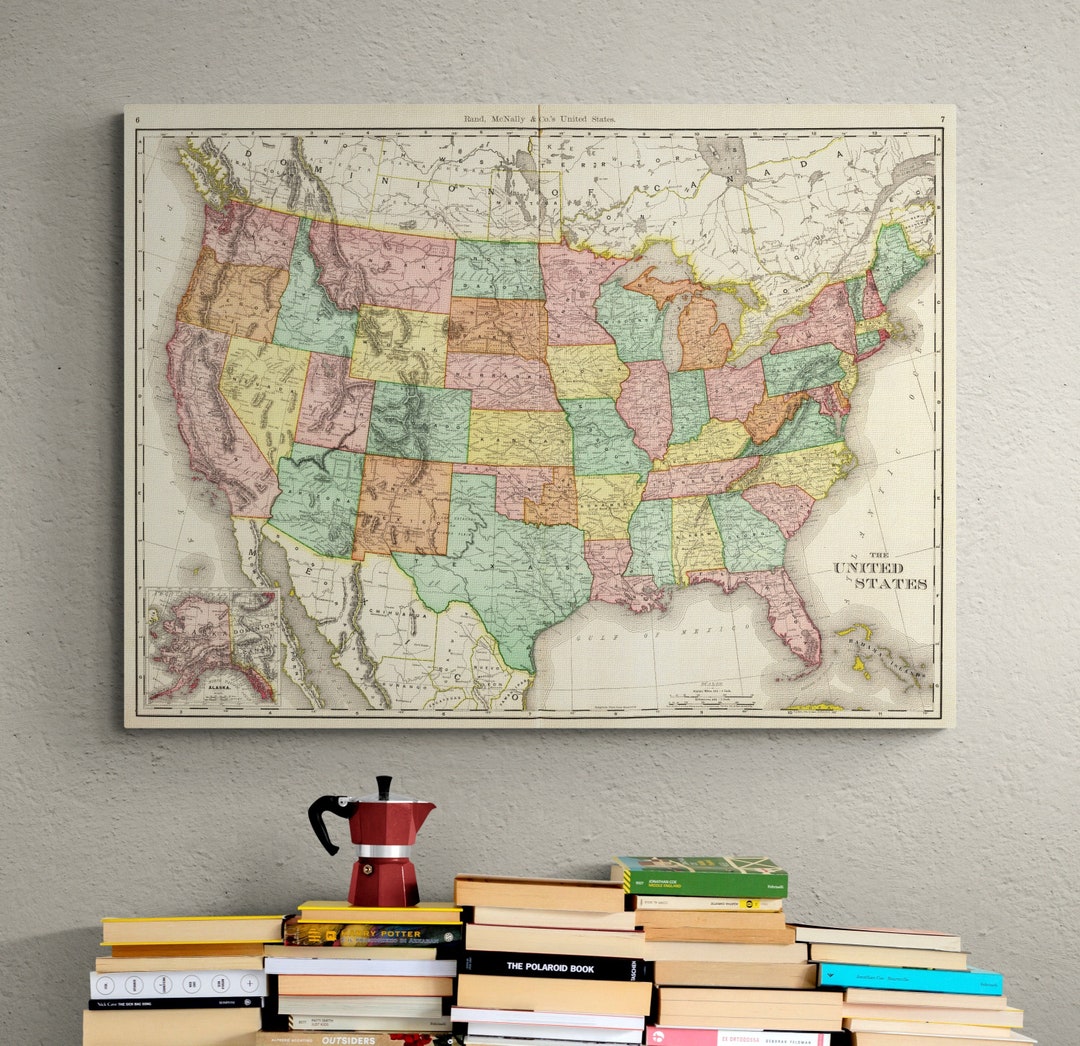 Old United States Map, 1895 Vintage Antique Style Map of America, by ...