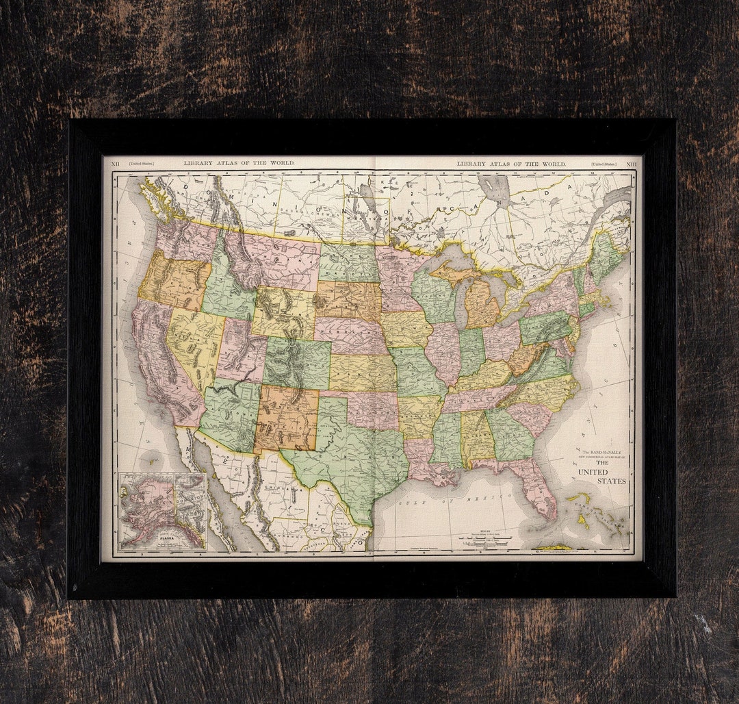 Old United States Map, 1895 Vintage Antique Style Map of America, by ...