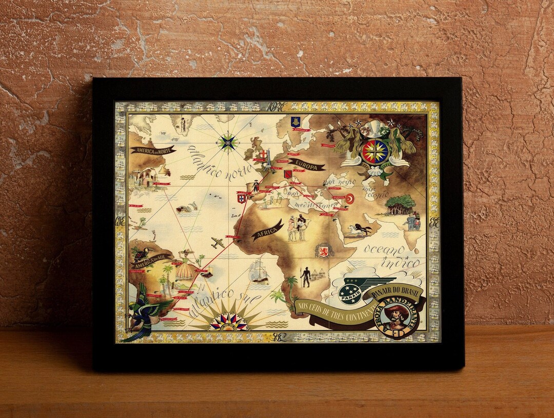 Old World Map, 1947 Antique Style Vintage Map of the World, Rare ...