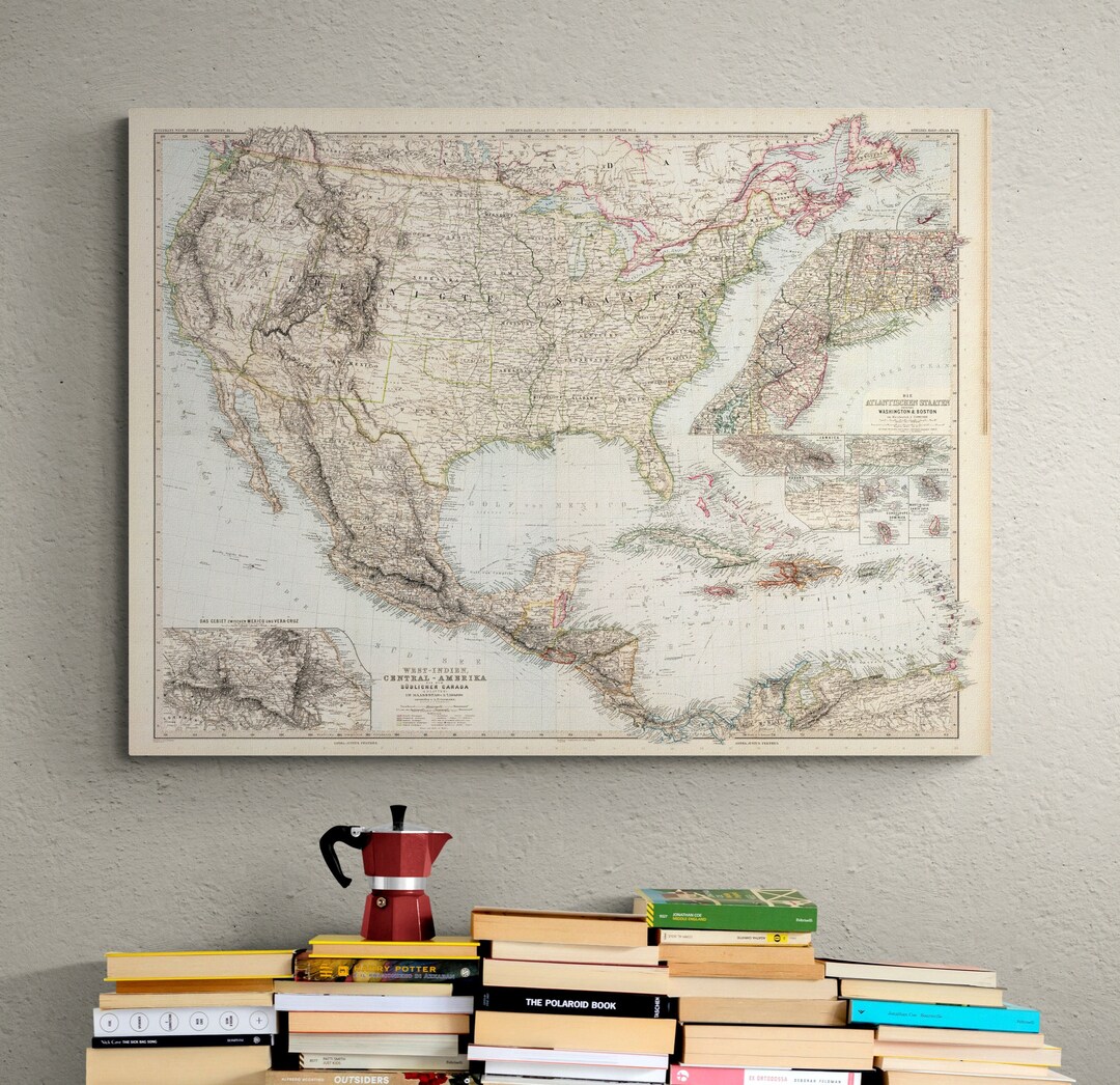 Old America Map, 1892 Vintage Antique Style Map of America, by Adolf ...