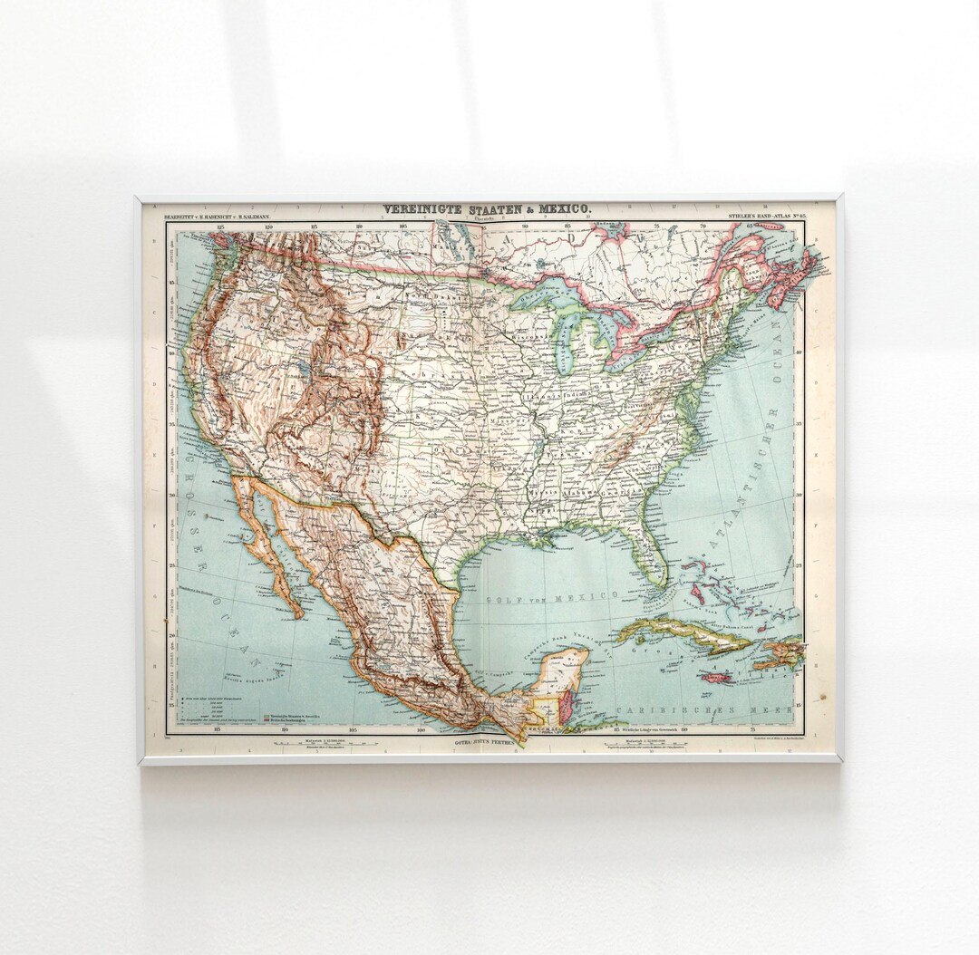 Old United States Map, 1911 Vintage Antique Style Map of America, by ...