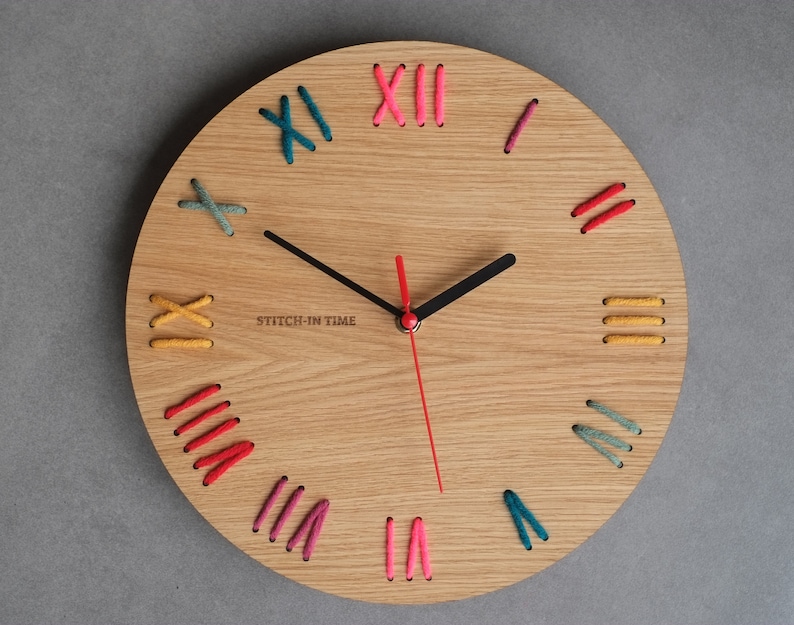 Wooden Clock Kit. Stitch Your Own Craft Clock Kit. Customisable Colours ...