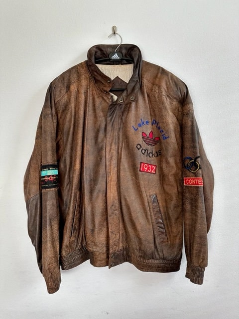 Adidas Rare Olympic Winter Games Leather Jacket - Etsy Adidas Rare Olympic Winter Games Leather Jacket - Etsy