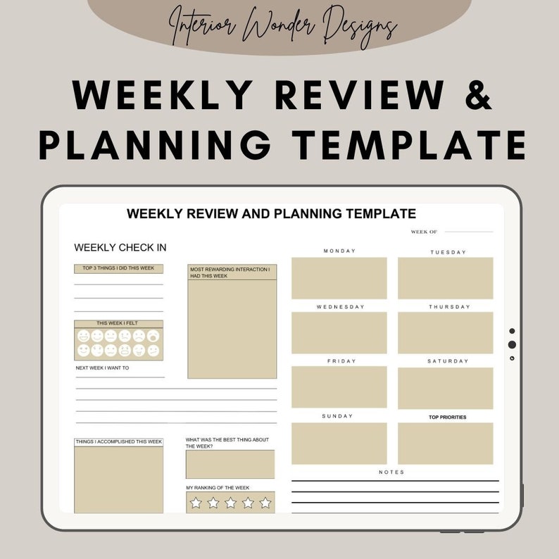 Weekly Review and Planning Printable, Productivity Planner, Weekly to ...