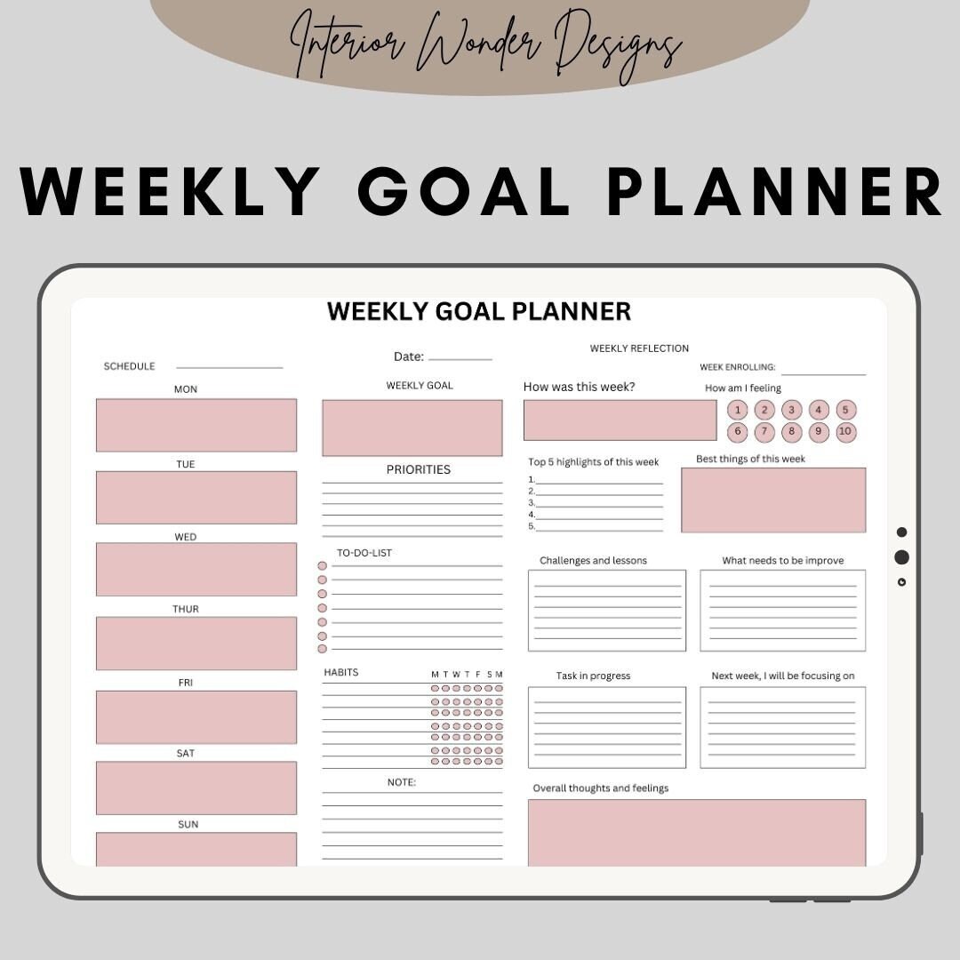 Weekly Goal Planner, Printable Goal Planner, Goal Setting Planner ...