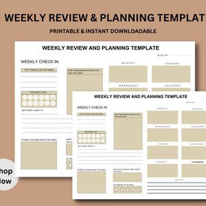 Weekly Review and Planning Printable, Productivity Planner, Weekly to ...