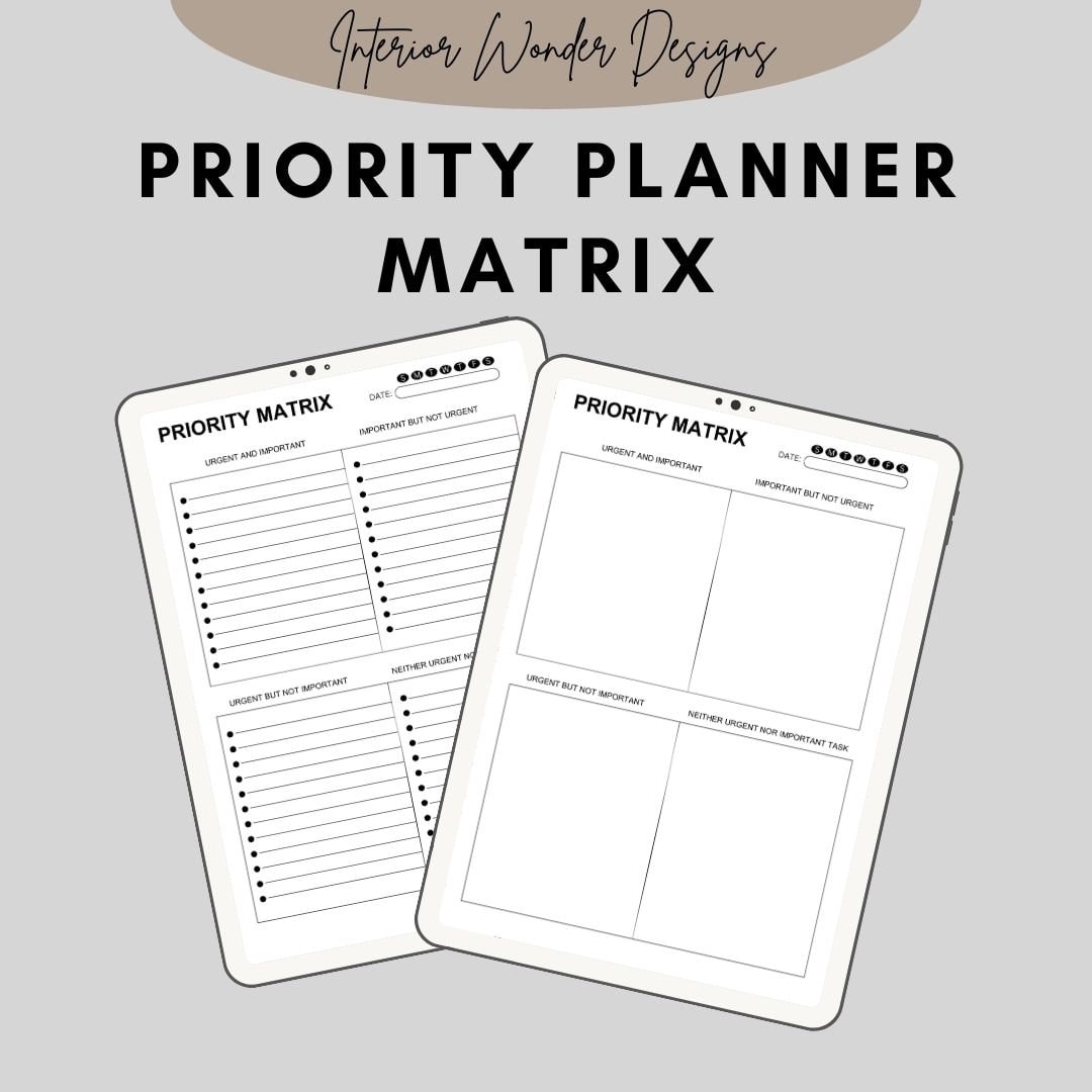 Priority Planner Matrix ,digital Download, Printable, Priority Matrix ...