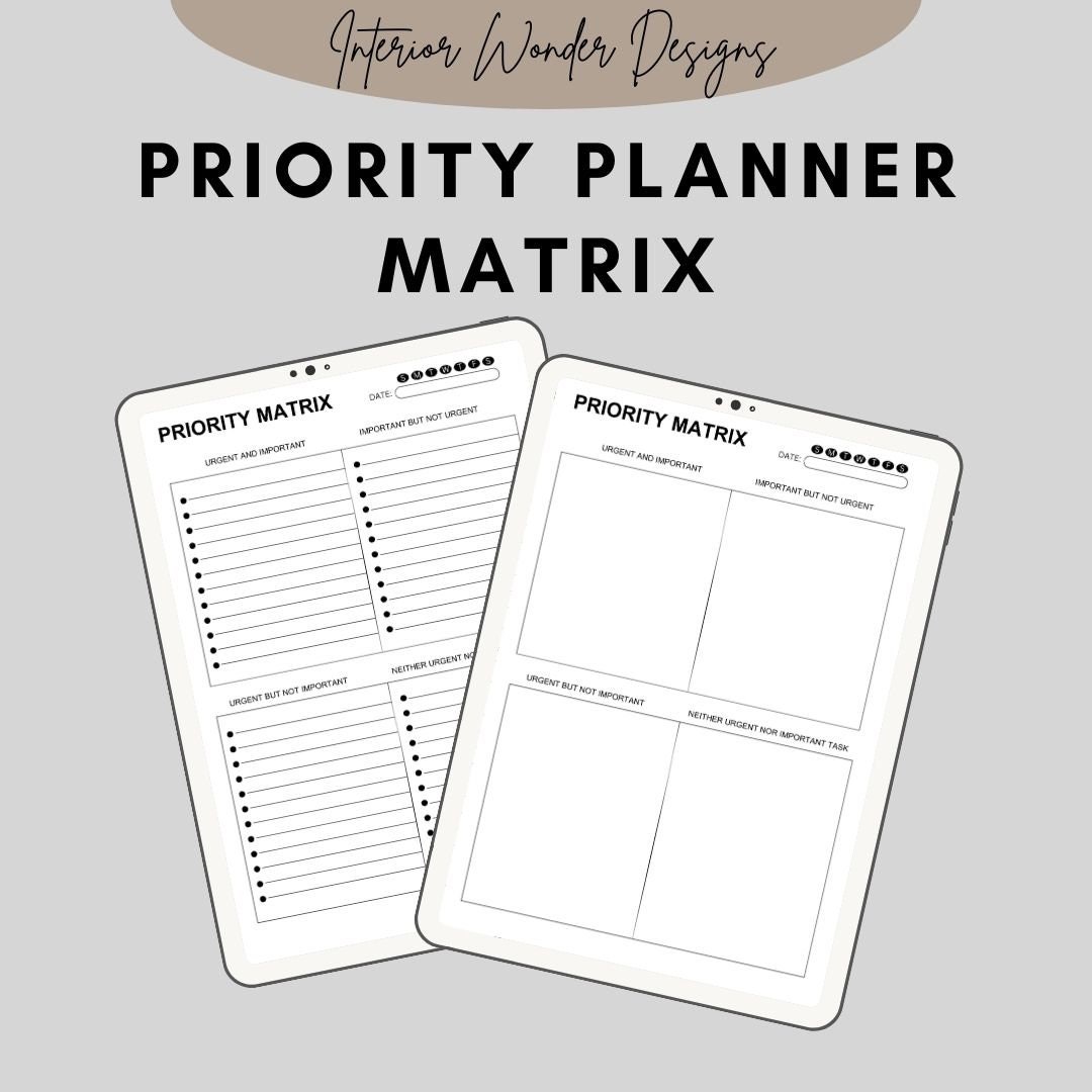 Priority Planner Matrix ,digital Download, Printable, Priority Matrix ...
