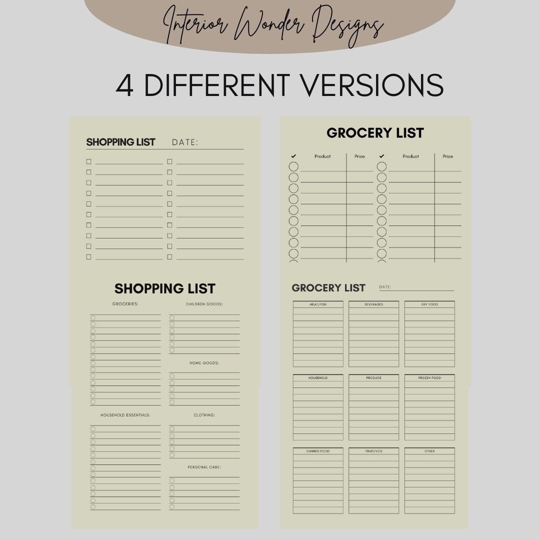 Grocery List Printable Template, Food Planner Template, Grocery Planner ...